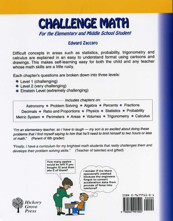 Picture of Challenge Math For the Elementary and Middle School Student ...