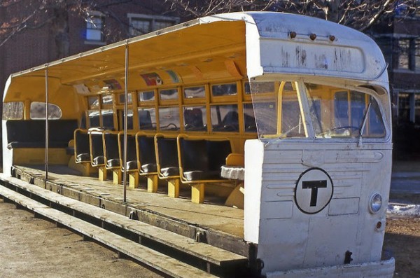 Retro designed bus stop from an old bus