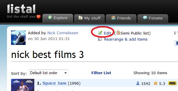 Listal - List the stuff you love! Movies, TV, music, games and books