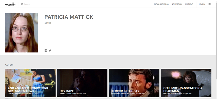 Pattye's entry in the MUBI site