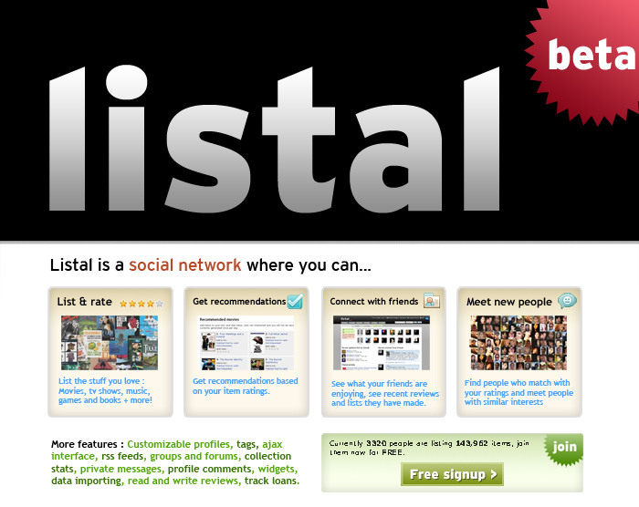 Listal - List the stuff you love! Movies, TV, music, games and books