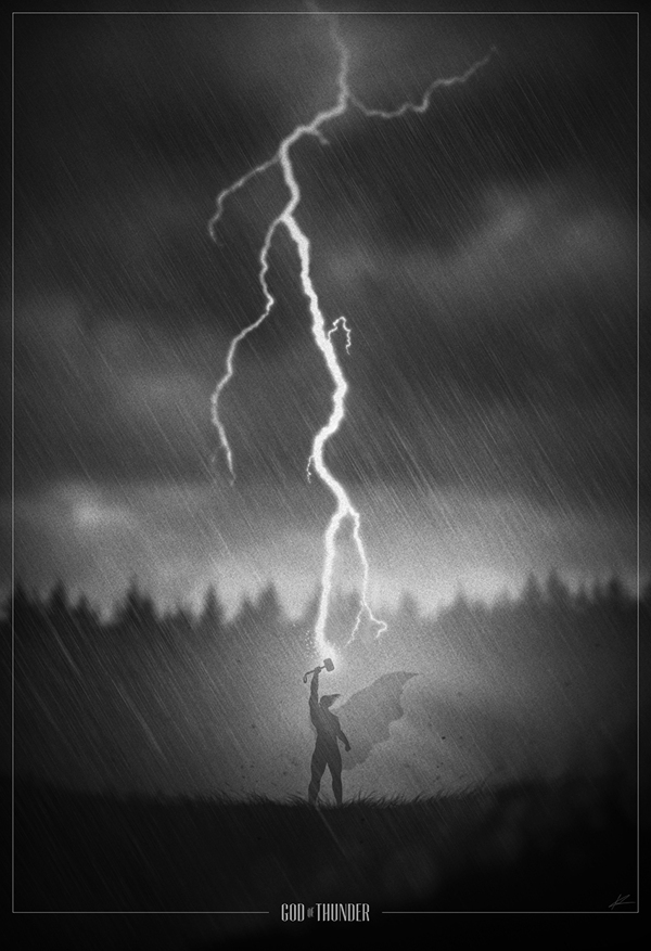 Thor Noir Poster by Marko Manev
