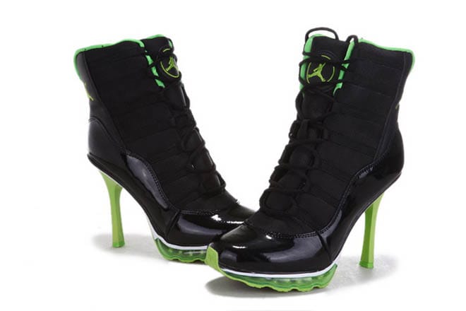 Image of Michael Jordan 11 Air Max Black & Green Colorways High Heels