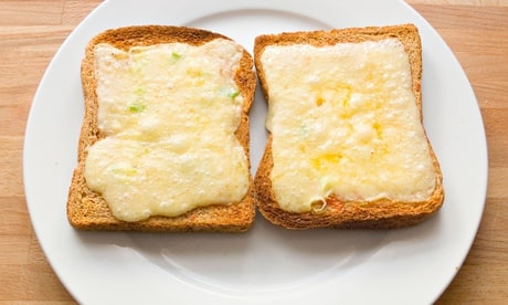 Cheese melted on wholemeal brown toast