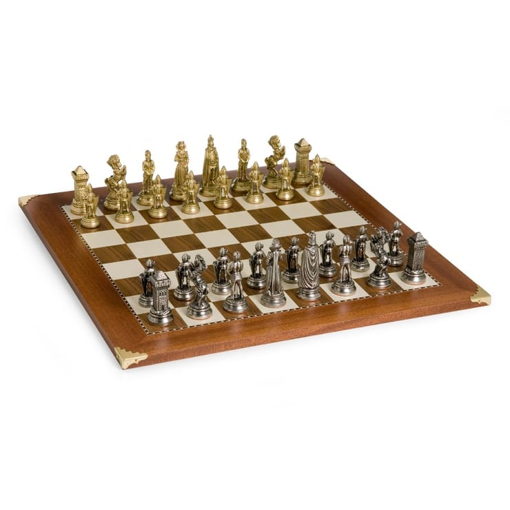 Victorian Brass & Silver Chess Set