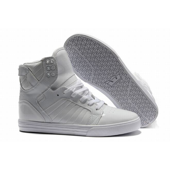 Image of Men All White Supra Skate Sneaker Skytop - High Tops