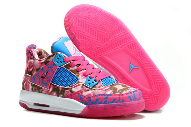 Picture of Womens Air Michael Jordan 4 Retro White and Blue with Pink ...