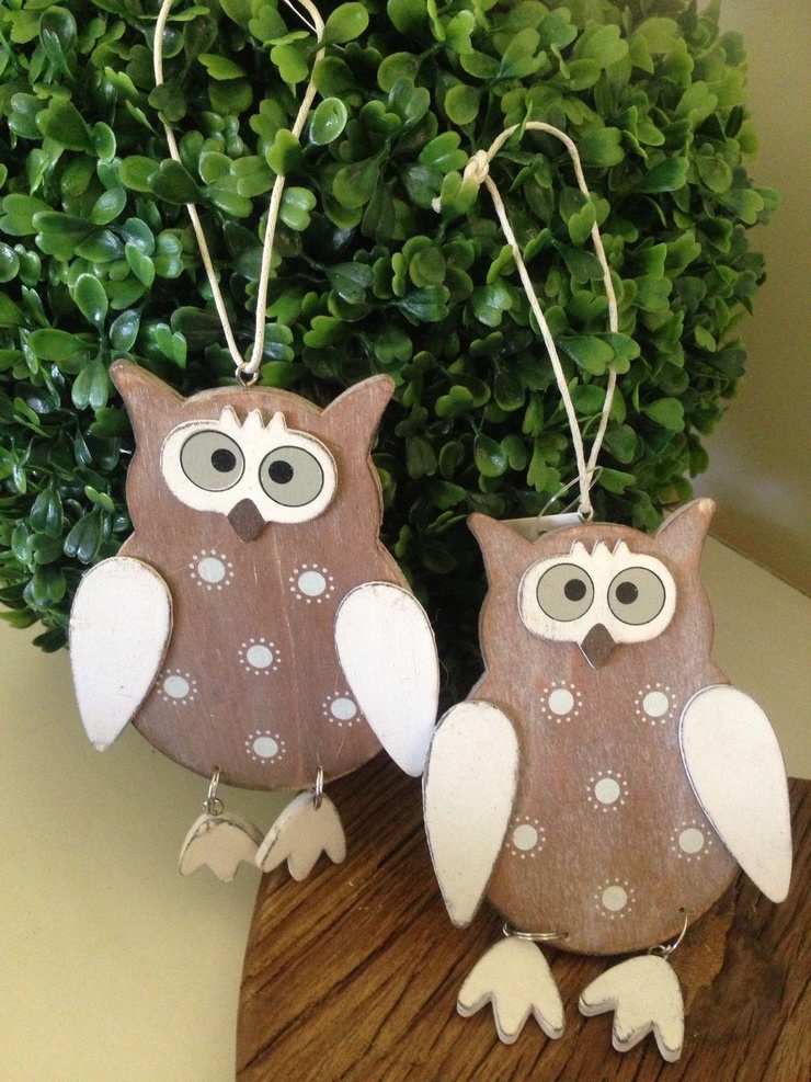 Wooden Owl Christmas Tree Ornaments