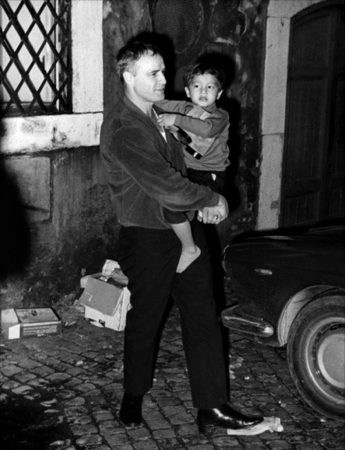 Marlon Brando with his son.